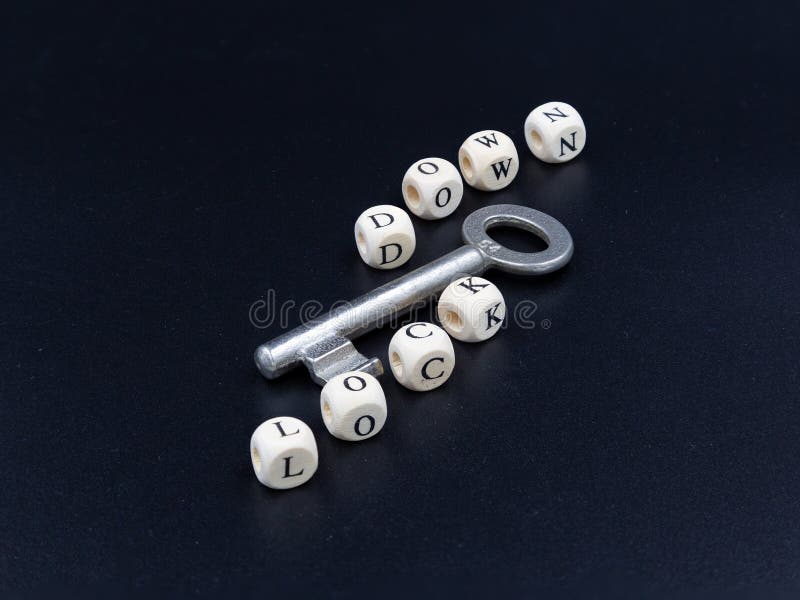 Illustration of the Term Lock Down with Letters and a Key Stock Image ...