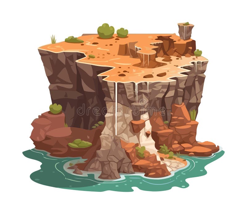 Illustration, Terrain of Sea Cliffs Stock Vector - Illustration of icon ...
