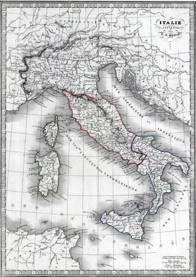 Illustration of the 18th-century Map of Italy Stock Illustration ...