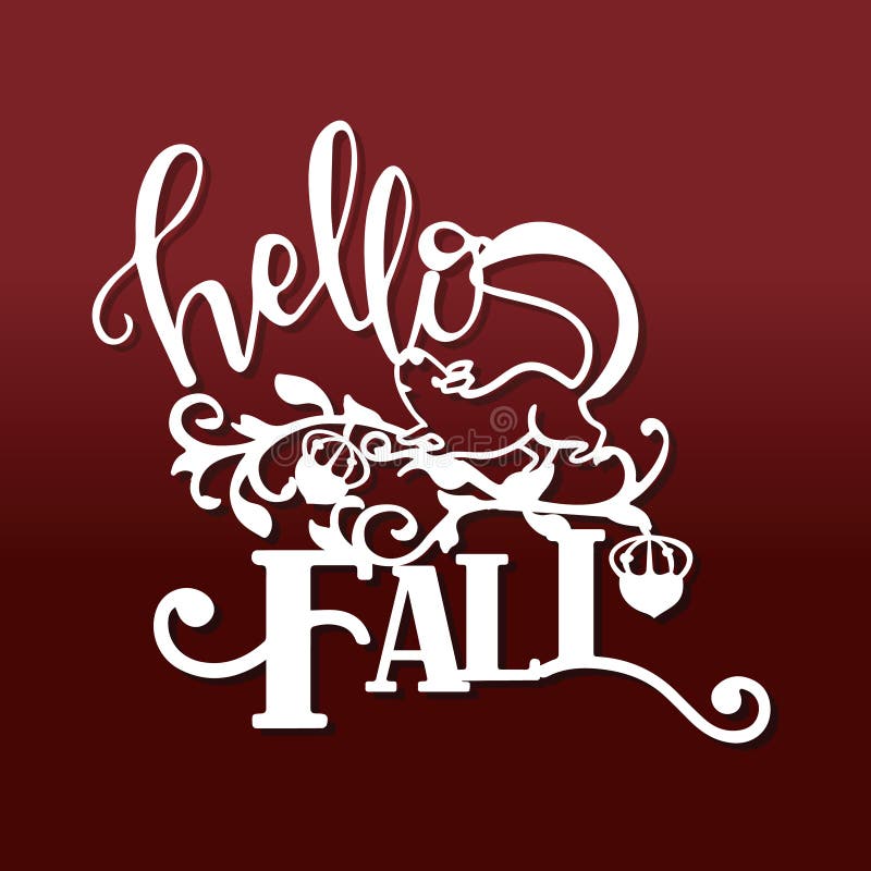 Vintage Thanksgiving Hello Fall Squirrel Paper Cut Stock Illustration ...