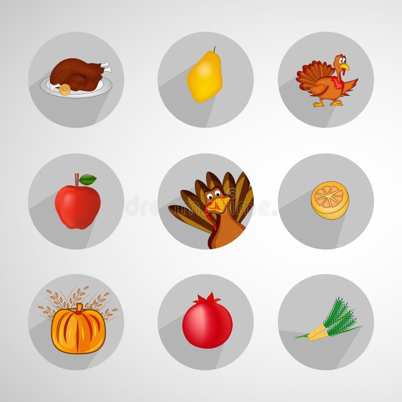 Illustration of Thanksgiving Icons Stock Vector - Illustration of food ...