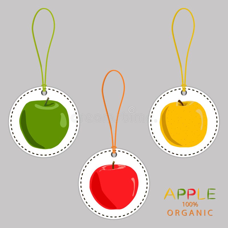 Illustration on Theme Big Set Different Types Round Apples Stock Vector ...