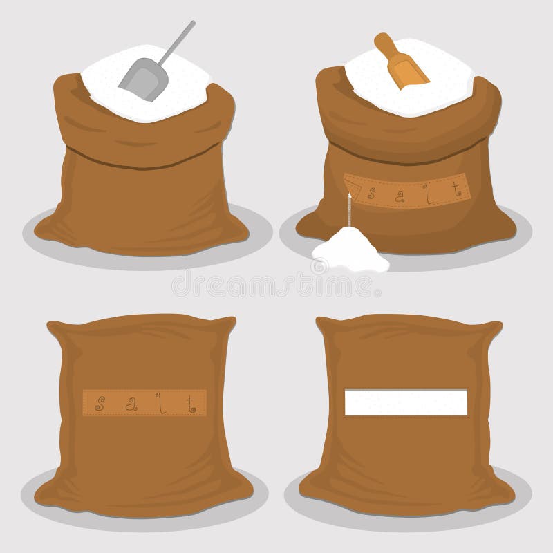 Illustration on Theme Set Different Types Sacks Filled Powder Salt ...