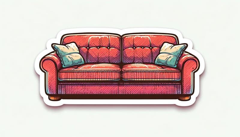 Illustration on the Theme, Sofa Sticker Stock Illustration ...