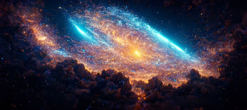 Illustration on the Theme Travel in Space with Stars and Nebulae of the ...