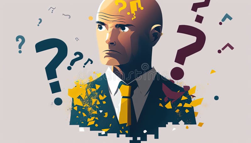 Illustration Thinking Businessman Questionmarks Business Working Design ...