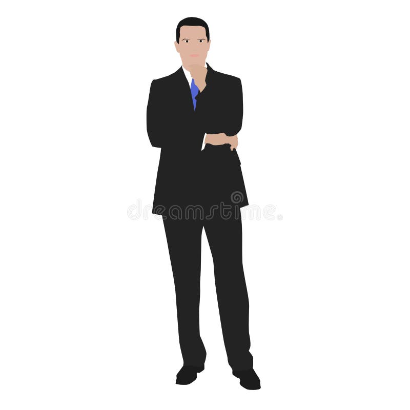 Illustration of a Thinking Man in the Gray Suit Stock Vector ...