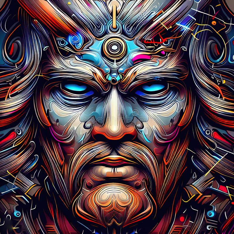 An Illustration of Thor Face with Super Fine Detail of Vintage Artwork ...