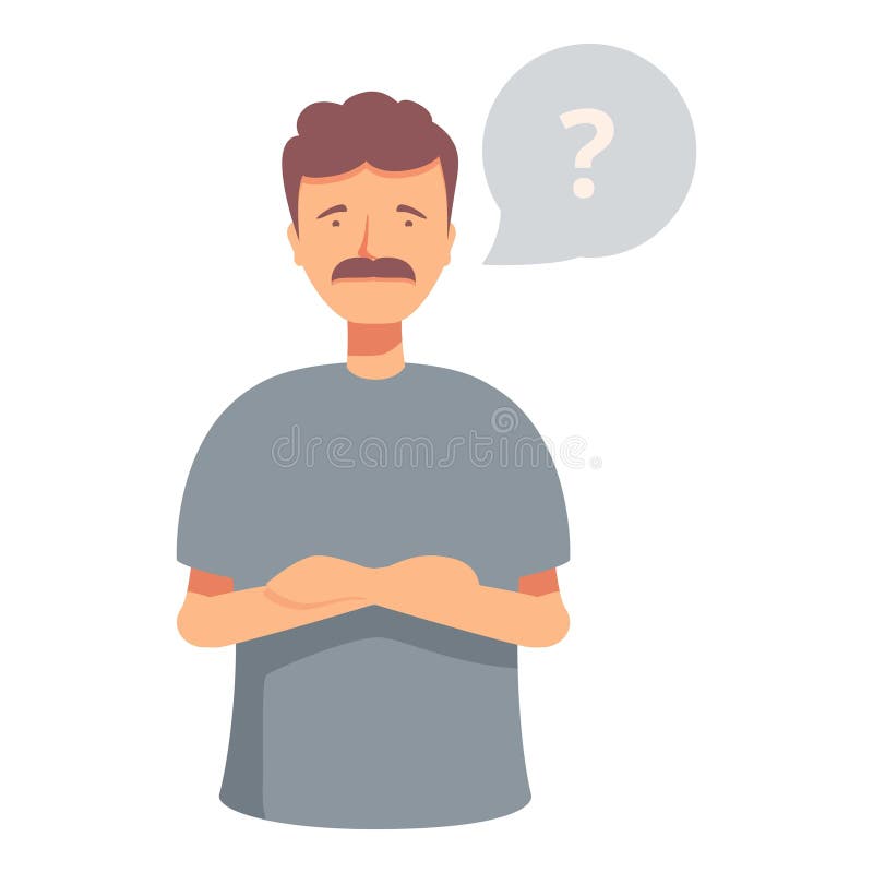 Pensive Man with Question Mark Thought Bubble Stock Vector ...