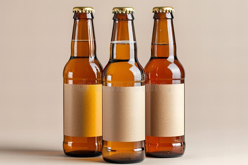 Illustration of Three Beer Bottles Sitting Together with Blank Labels ...