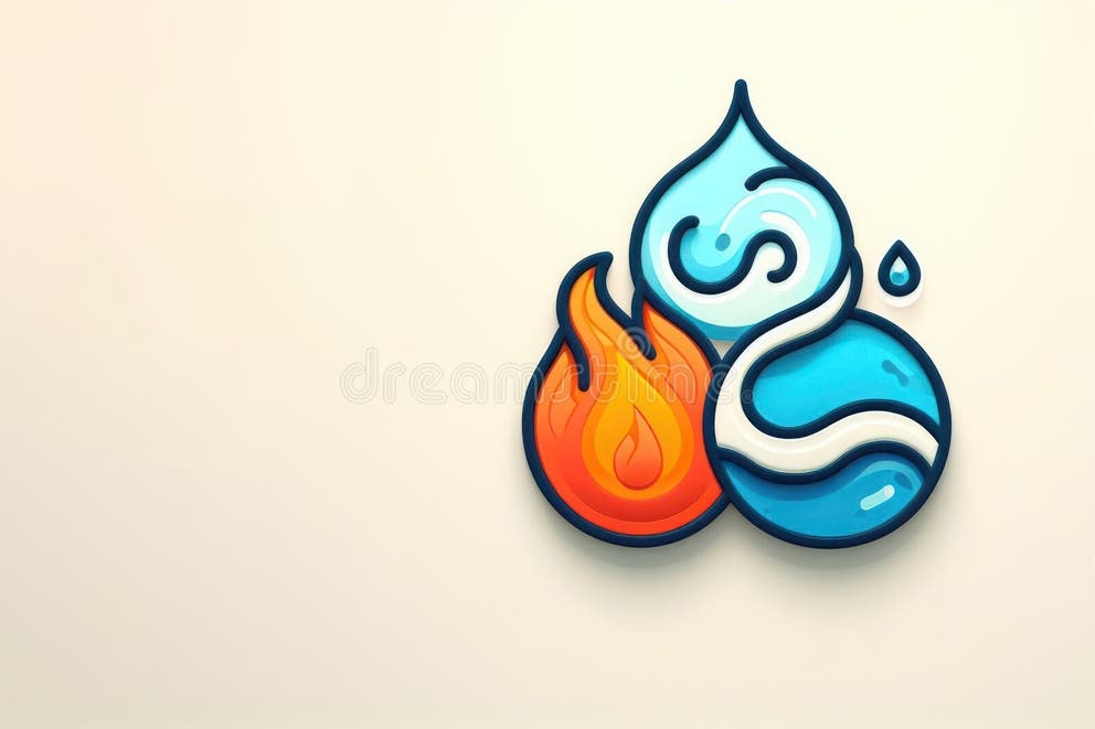 Illustration of the Three Elements, Fire, Water and Wind. Space for ...