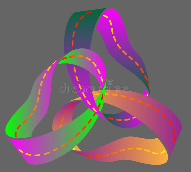 Illustration of Three Intertwined Mobius Strip. Stock Vector ...