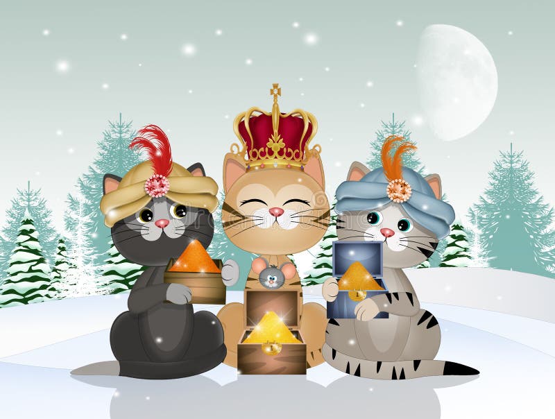 Illustration of the Three Kings Cats Stock Illustration - Illustration ...