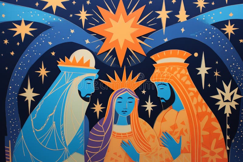 Illustration of the Three Kings or Wise Men from the Christmas Nativity ...