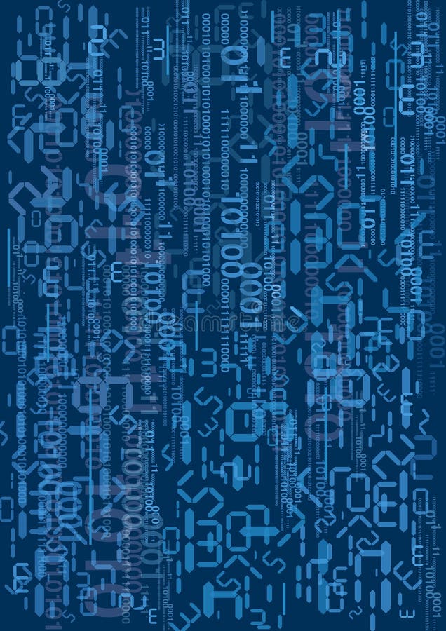 Stream of Blue Digital Numbers and Binary Codes. Stock Vector ...