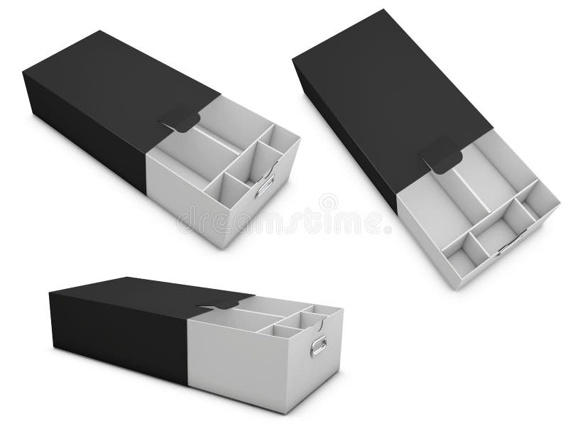 Illustration of Three Realistic Empty Shoe Boxes with Sections Stock ...