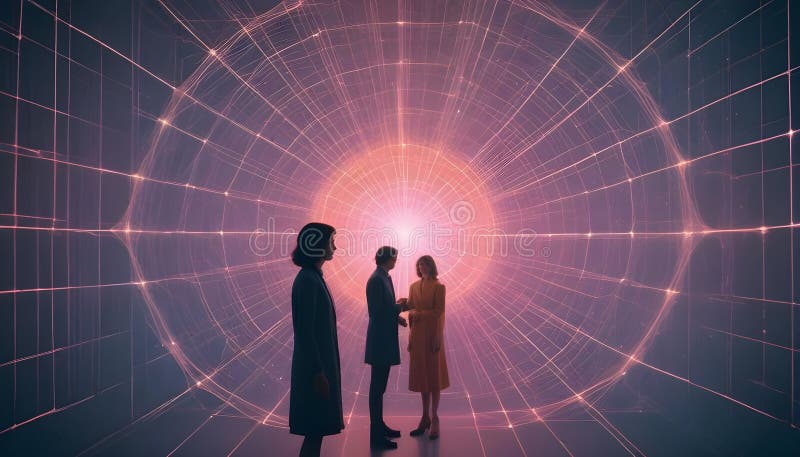 An Illustration of Three Silhouetted People Standing in Front of a ...