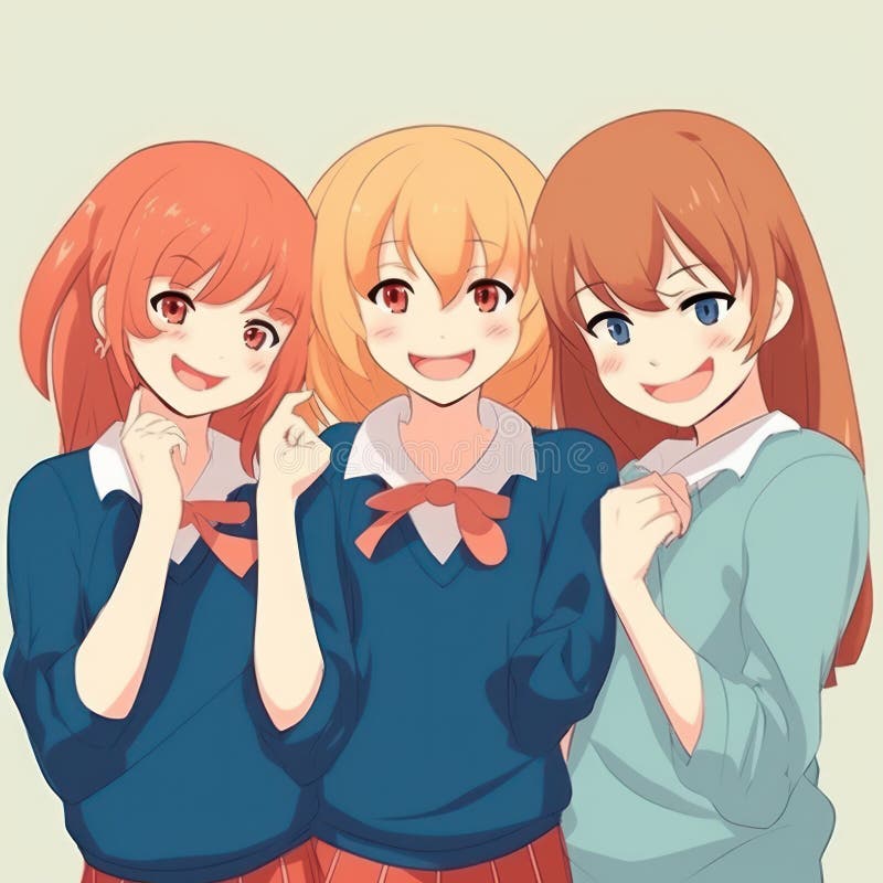 Illustration Of Three Smiling Girls Generative Ai Stock Illustration Illustration Of Woman