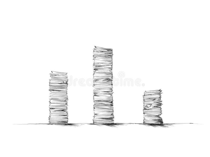 Three Stacks of Paper of Different Heights Stock Illustration ...