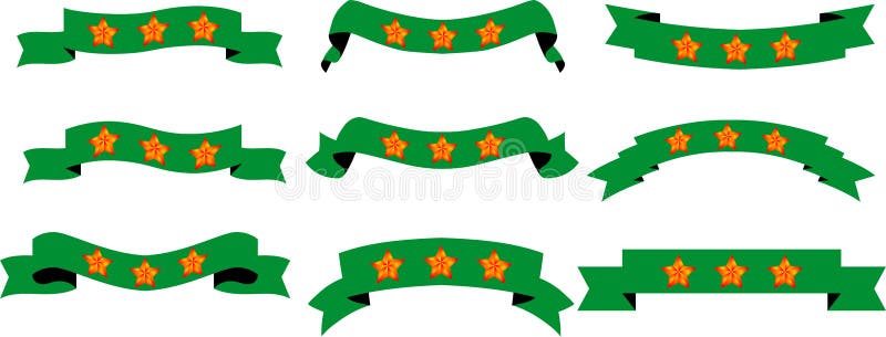 Illustration of a Three Star Green Title Ribbon Set Stock Vector ...