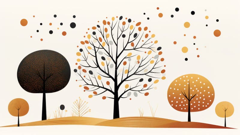An Illustration of Three Trees in Autumn Stock Illustration ...