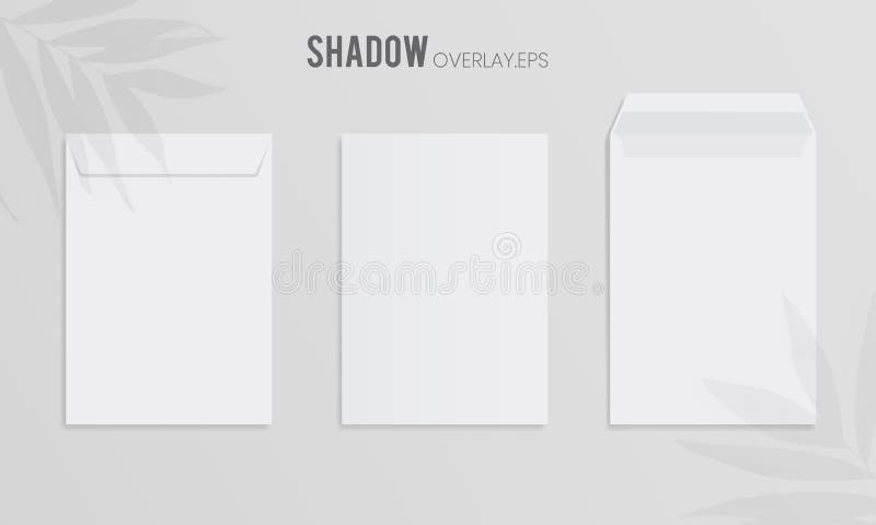 Illustration of Three White Paper Letter Envelopes with Leaves Shadow ...