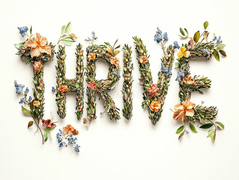 Illustration of THRIVE Created from Botanical Floral Elements on a ...