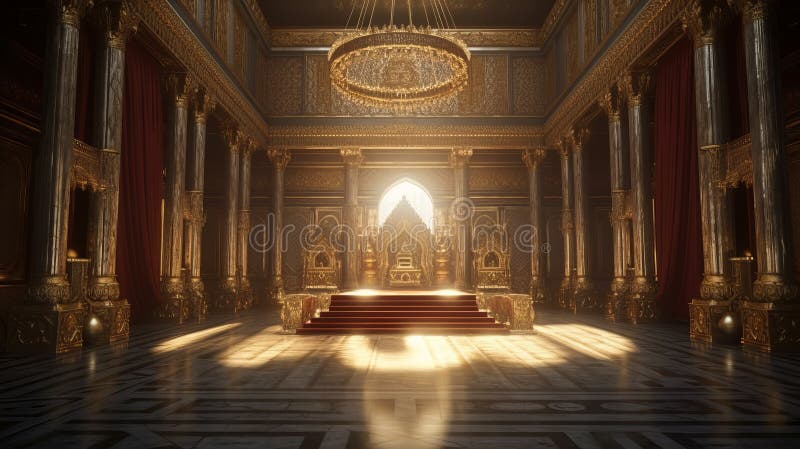 Illustration of Throne Hall with Light Shine. Generative AI Stock ...