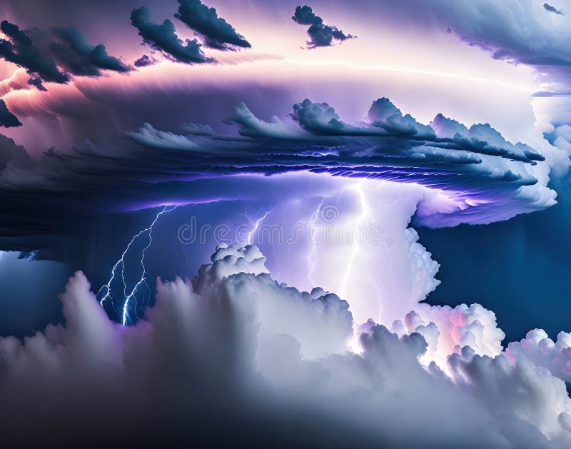 Illustration of a Thunderstorm and Lightning. AI Generated Stock ...