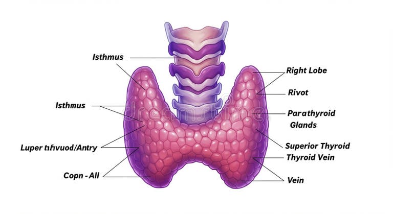 Illustration of the Thyroid Gland, Featuring a Bilobed Structure ...