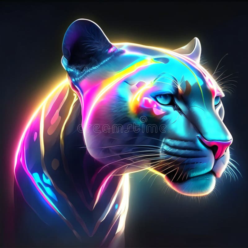 Tiger Head with Neon Light Effect. Vector Illustration on Black ...