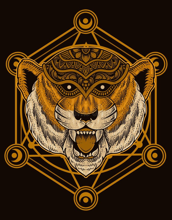 Illustration Tiger Head with Sacred Geometry Stock Vector ...