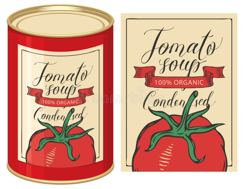 Illustration with Tin Can of Tomato Soup and Label Stock Vector ...