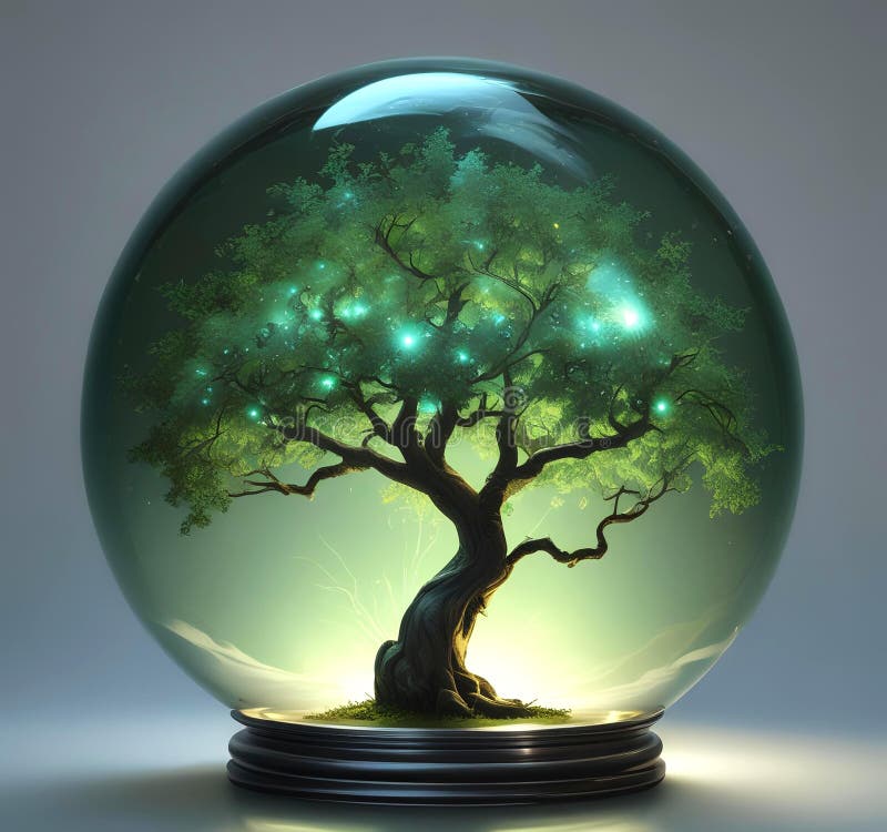 Illustration of Tiny Tree Inside Glass Ball Stock Illustration ...