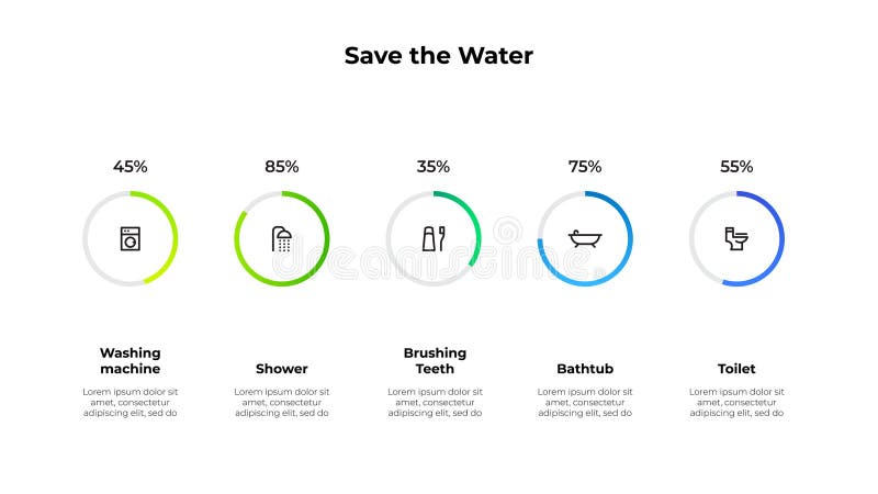 Illustration with Tips on Saving Water Consumption. Ecology Infographic ...