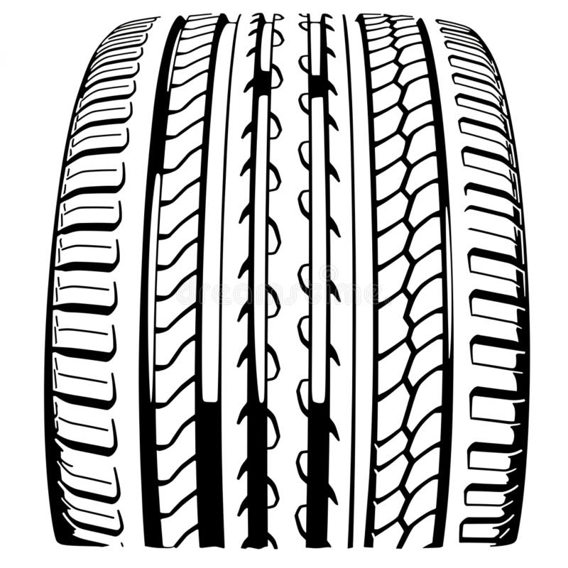 Illustration of a Tire S Tread Pattern Featuring Distinct Grooves and ...