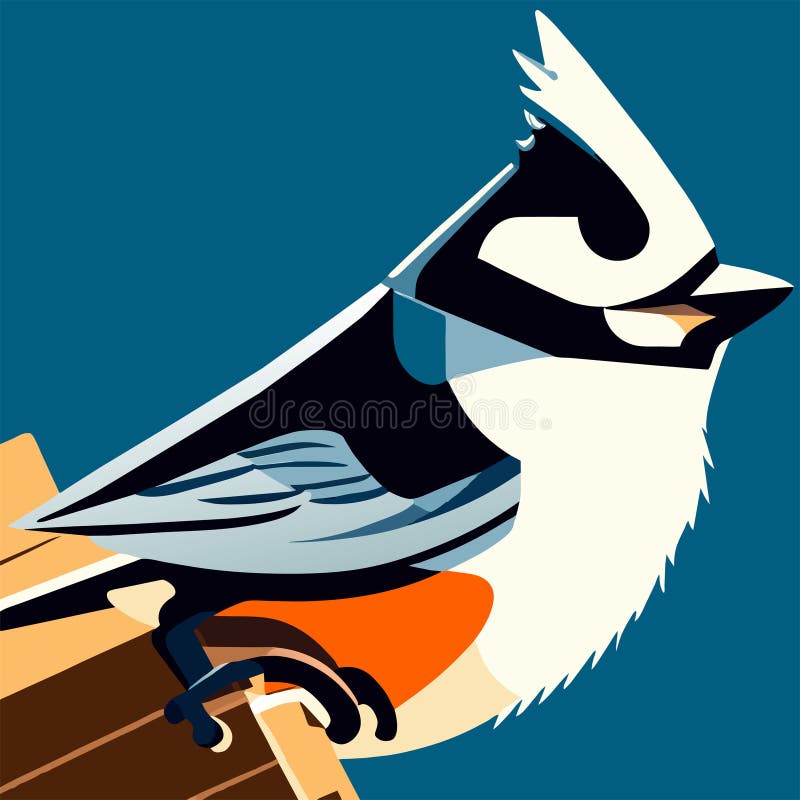 Illustration of a Titmouse on a Blue Background. Vector Illustration AI ...