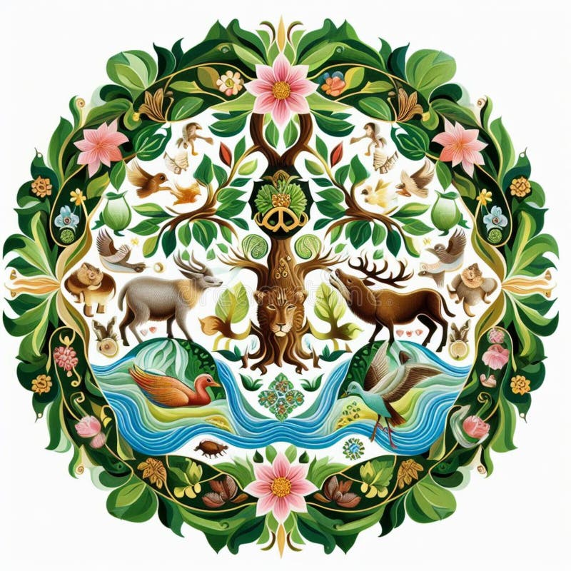 Illustration To Represent Peace Using Elements of Nature Such As ...