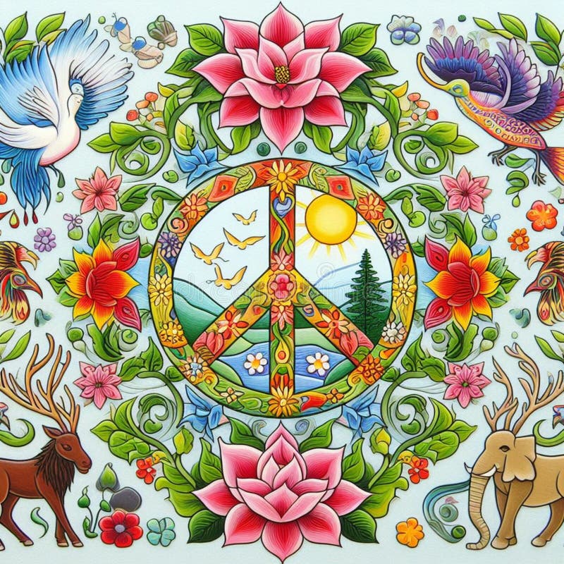Illustration To Represent Peace Using Elements of Nature Such As ...