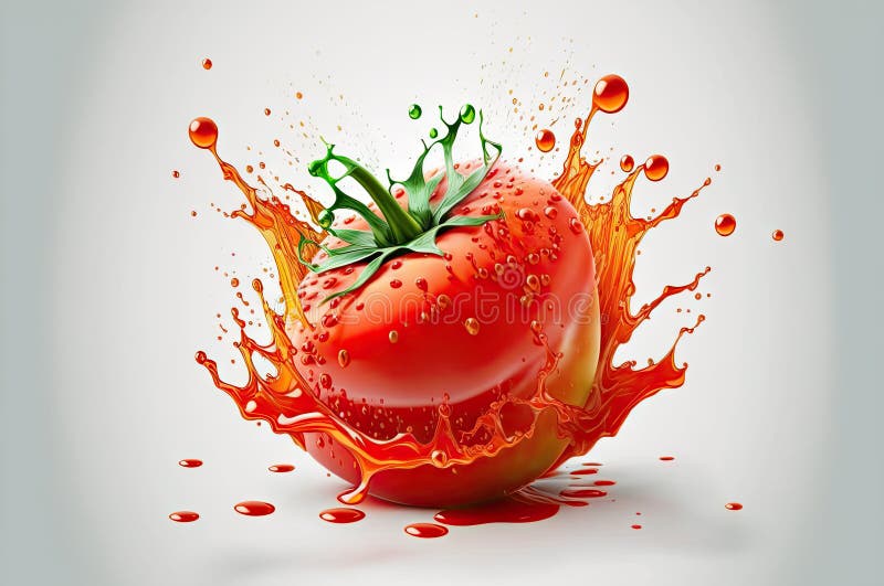 Illustration of the Tomato with Juice Splash Stock Illustration ...