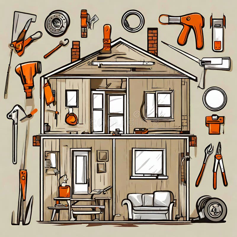 Illustration of Tools Ans Instruments Construction Worker Set on Light Background. Stock ...