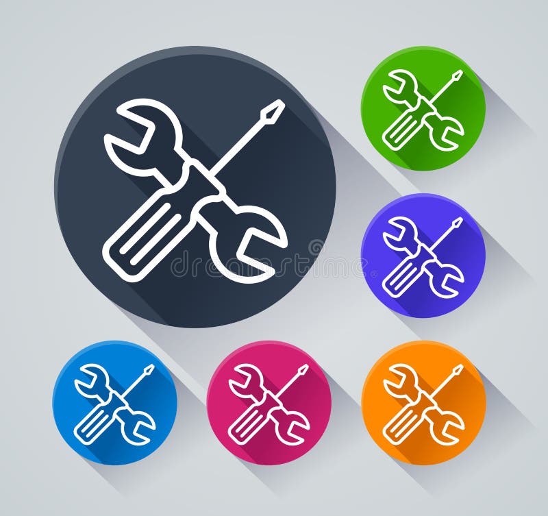 Tools Circle Icons with Shadow Stock Vector - Illustration of repair ...