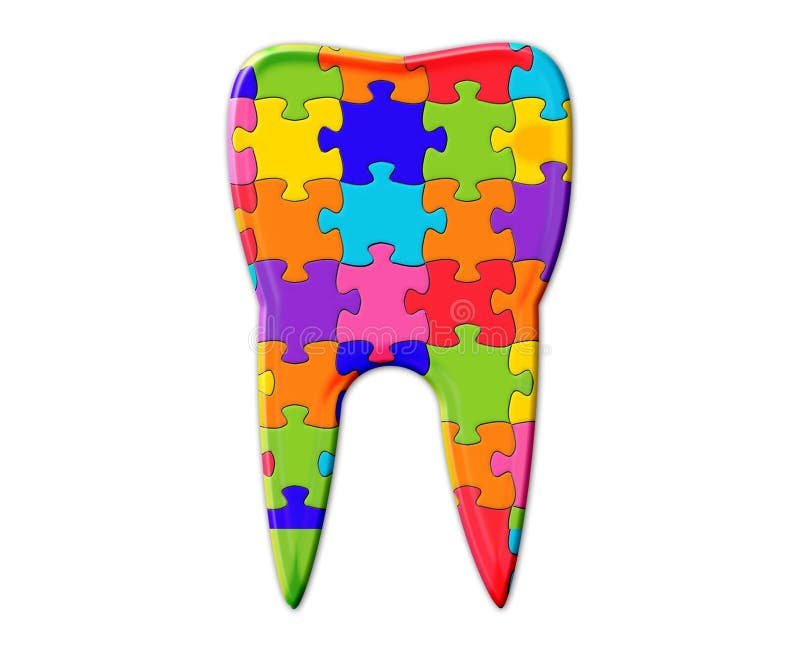 Illustration of a Tooth of Colorful Puzzles on an Isolated Background ...