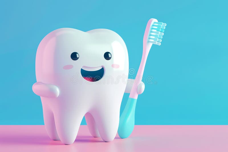 Illustration of Tooth with Toothbrush, AI Generated Stock Illustration ...