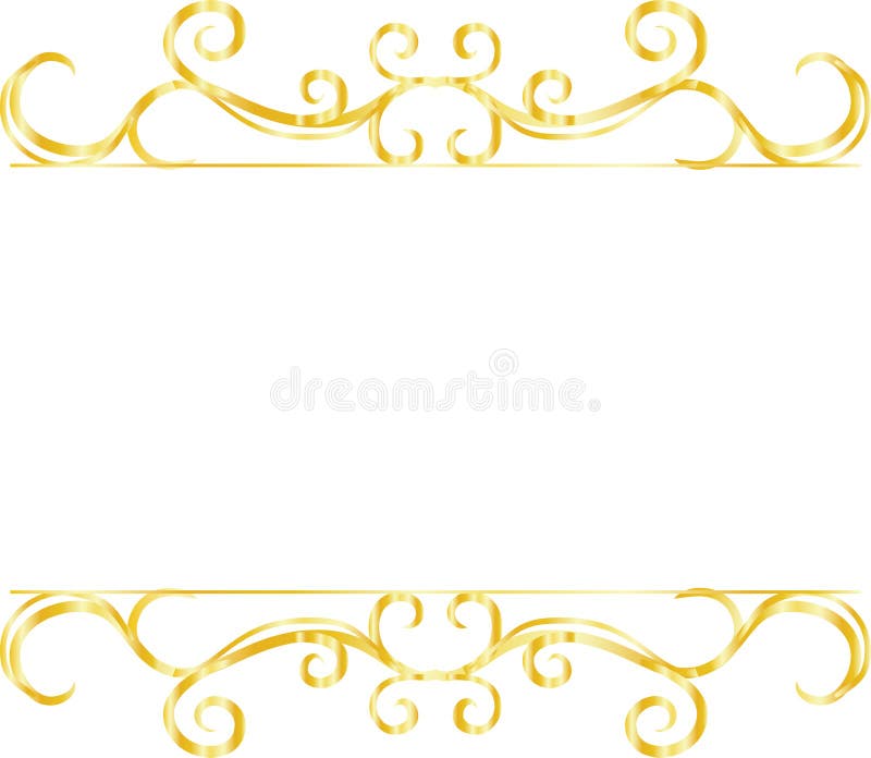 Gold Top and Bottom Antique Pattern Frame Stock Vector - Illustration ...