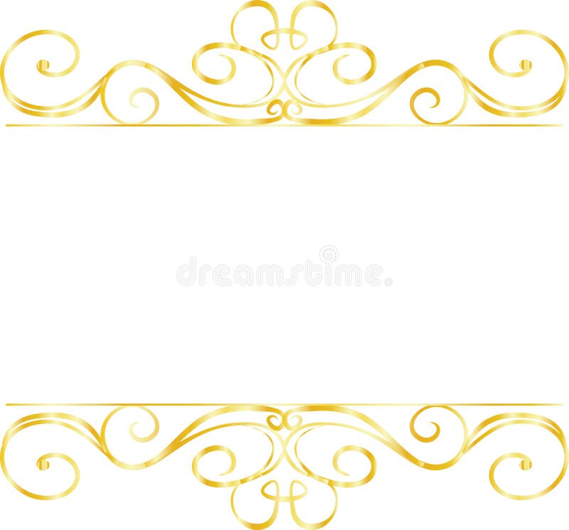 Gold Top and Bottom Antique Pattern Frame Stock Vector - Illustration ...