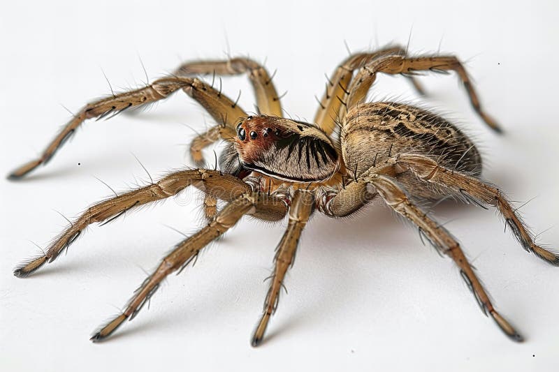 A Top-down View of an American Brown Assassin Spider on a White ...