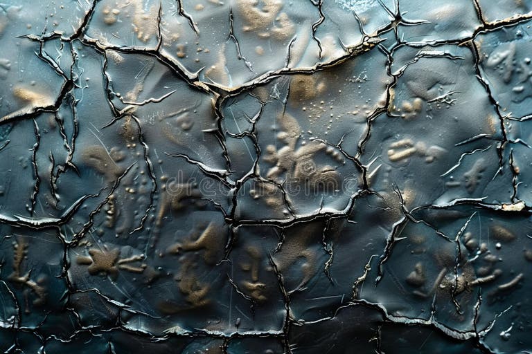 Top Down View of an Old Frozen Metal Surface with Thin Lines and ...