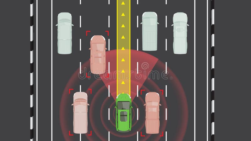 Illustration Top View Flat Color Car Vehicle High End Sensor Radar ...