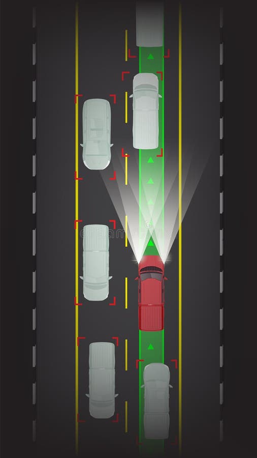 Illustration Top View Flat Color Car Vehicle High End Sensor Radar ...
